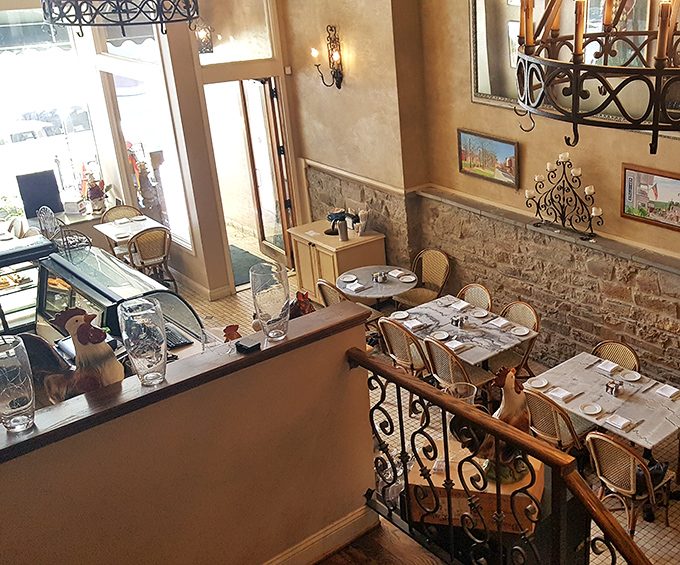 The multi-level space offers different perspectives, with natural light streaming in to illuminate both your meal and your mood.