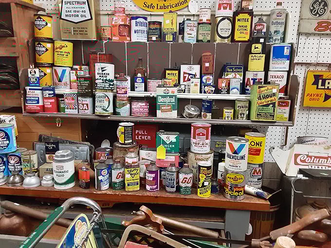 Motor oil tins so graphically gorgeous you'll want to display them in your living room. Madison Avenue's finest work, preserved in sheet metal glory.