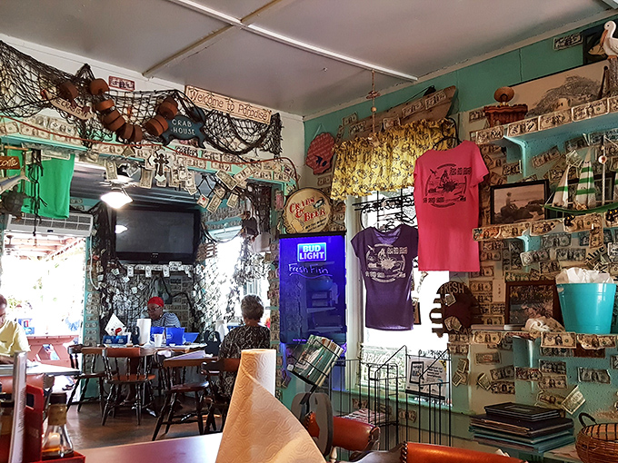 Every inch of wall space tells a story of Florida's fishing heritage. Part restaurant, part museum, all character.