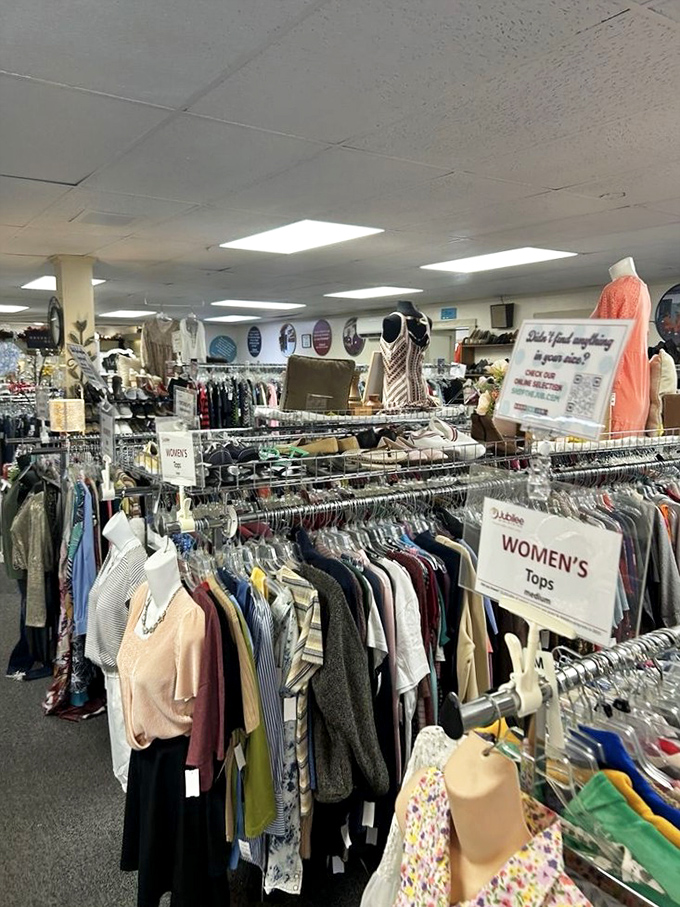 The women's section is meticulously organized&mdash;a testament to the care taken in presenting secondhand clothing with first-rate respect and attention.