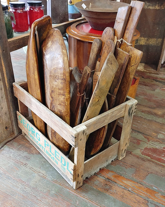 These wooden dough bowls have kneaded their last loaf but found new purpose as display pieces. Smooth from countless hands and ready for their second act.