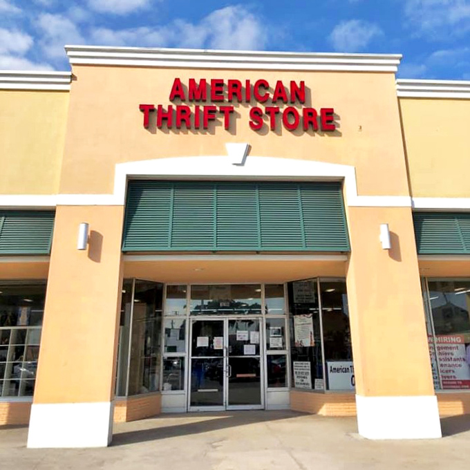 American Thrift's warm yellow facade feels as inviting as sunshine. A golden opportunity for bargain hunters!