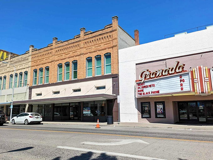 La Grande's historic Granada Theater anchors a downtown where brick buildings and budget-friendly living take center stage.