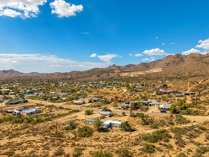 This bird's-eye view shows how determined settlers carved out their piece of the American Dream in unforgiving desert terrain.