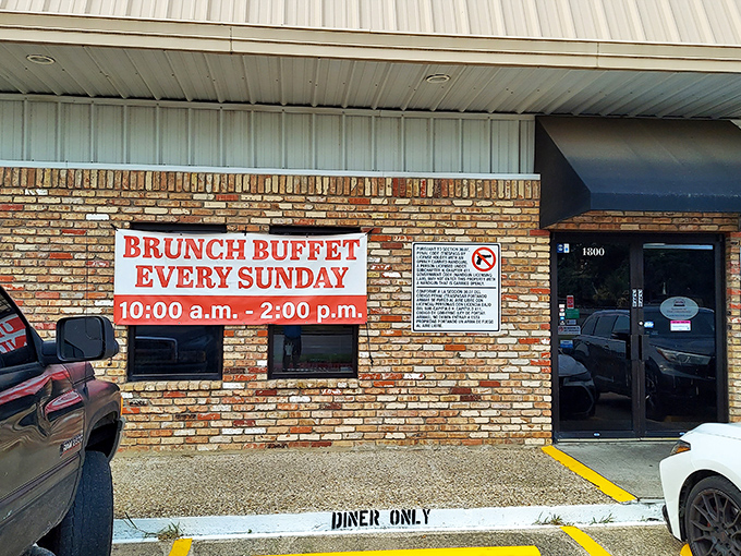 The Sunday Brunch Buffet sign at Division Street Diner is like a siren call to hungry weekend warriors.