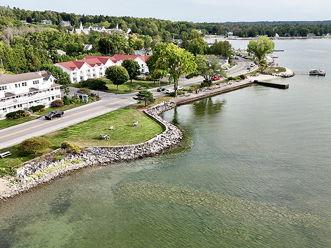 Ephraim's waterfront showcases the town's natural beauty with clear waters and carefully maintained shoreline parks.