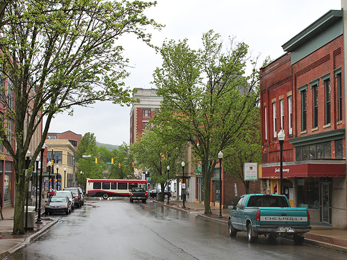 The brick facades of Meadville's downtown buildings have witnessed generations of local stories unfold on these sidewalks.