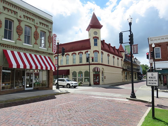 Brick streets and colorful planters make Newberry's downtown as inviting as a neighbor's front porch.