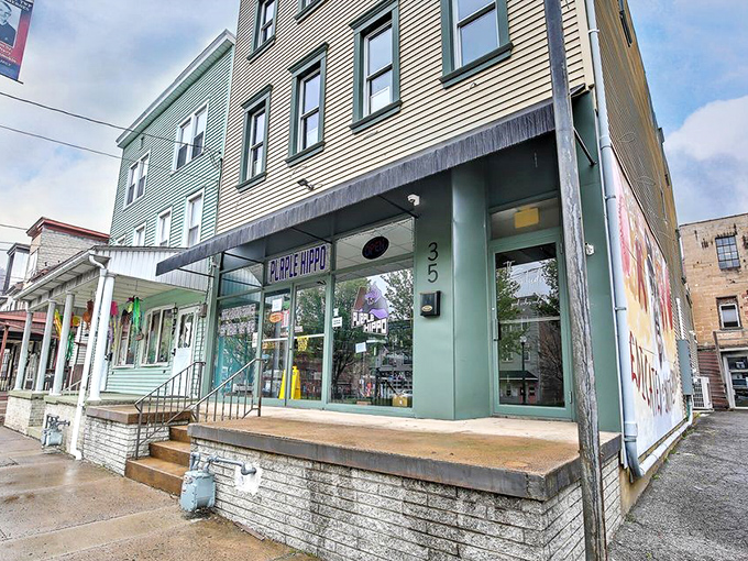 Pastel-colored storefronts bring a touch of whimsy to Market Street, housing small businesses that form the backbone of Shamokin's economy.