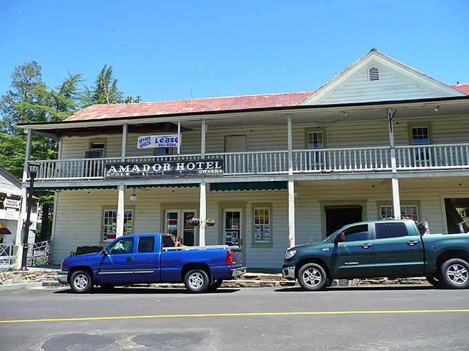 The Amador Hotel stands like a Victorian time capsule that somehow has excellent Wi-Fi.