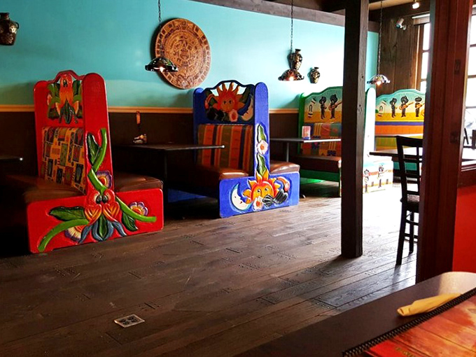 Those hand-painted booths aren't just seating&mdash;they're portals to a Mexican village where color is the main language.
