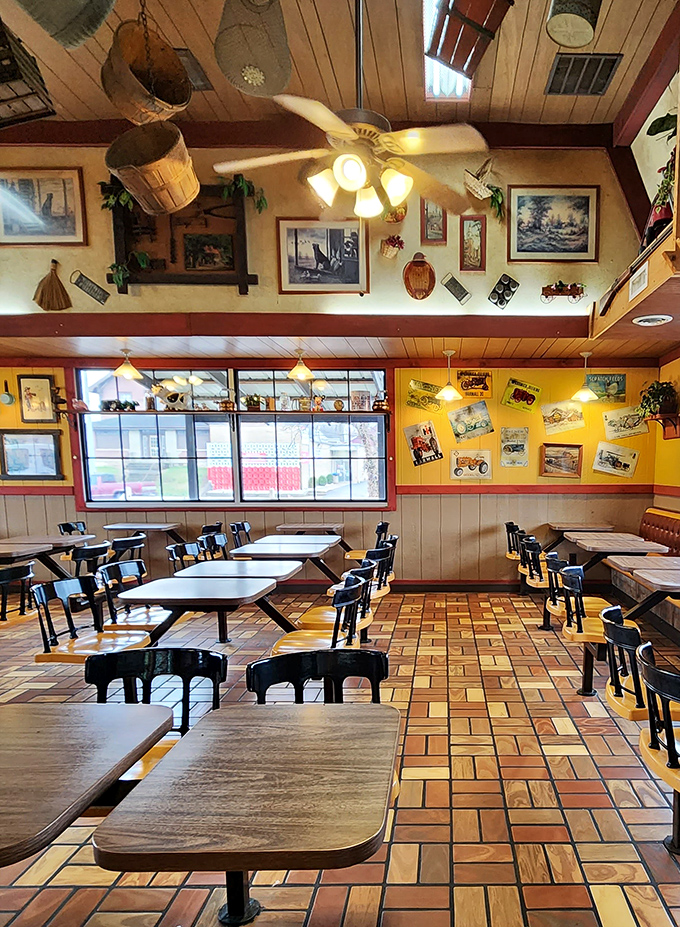 Warm wood tones, terracotta tiles, and nostalgic d&eacute;cor create an atmosphere that says, "Slow down, enjoy your meal, we've been here a while."