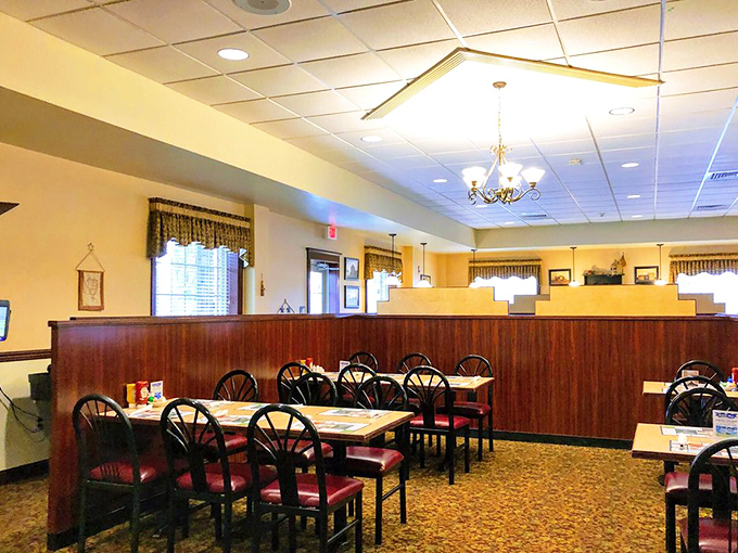 Booths designed for lingering conversations and the kind of comfort that makes you want to order dessert.