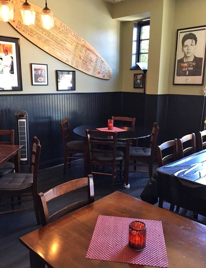 The surfboard menu on the wall and vintage photographs create that perfect "we've-been-here-forever" atmosphere that no corporate restaurant can fake.