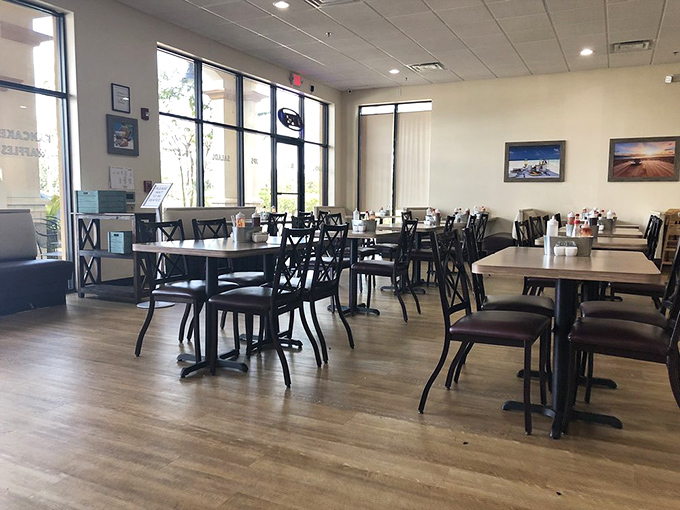 Spacious seating that accommodates everyone from solo diners to families celebrating weekend morning traditions together.