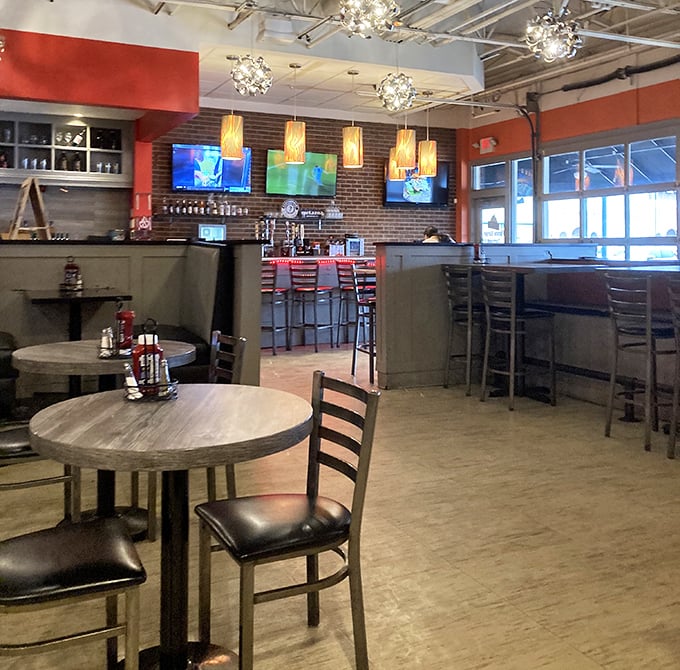 Empty tables waiting for the lunch rush like actors before curtain call. The calm before the delicious storm.