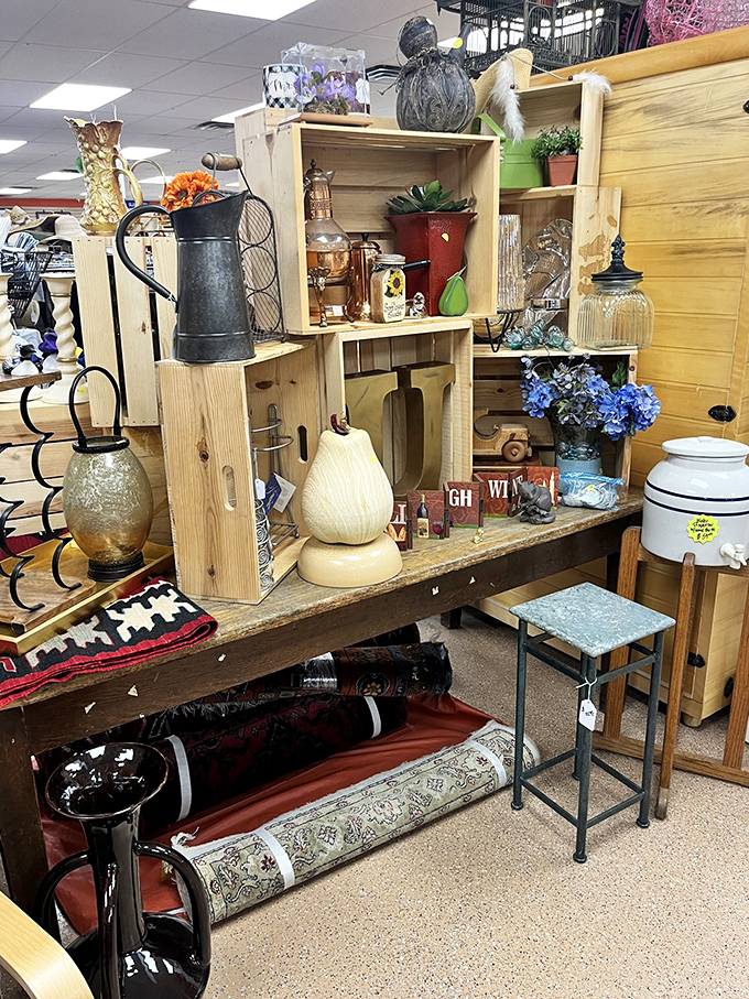 Home decor treasures cluster together like old friends, each piece waiting to tell its story.