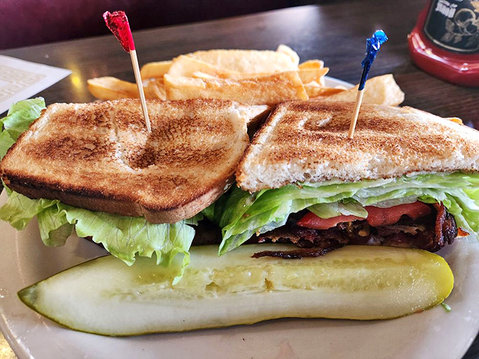 The BLT&mdash;where simplicity becomes art. Crisp lettuce, ripe tomato, and bacon that had one job and absolutely nailed it.