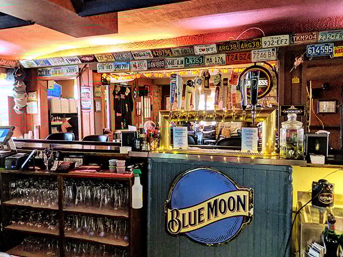 The bar area, crowned with vintage license plates and Blue Moon signage, feels like the kind of place where everybody might not know your name&mdash;yet.