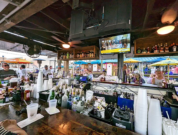 The bar: where tropical drinks are crafted with the precision of NASA engineers working just down the road.