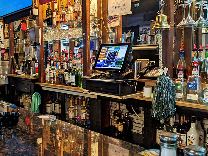 Behind every great sandwich is a well-stocked bar. This one looks ready to handle everything from celebration toasts to Eagles-induced stress drinking.