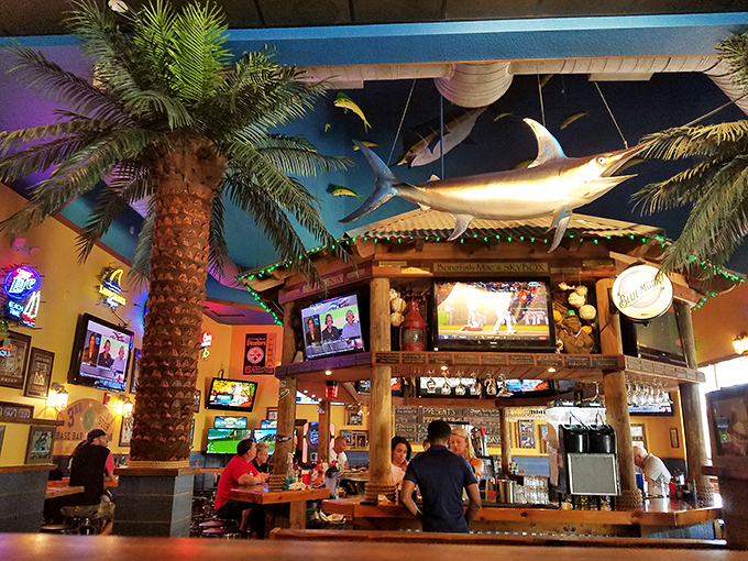 The tiki-inspired bar area where "I'll just have one drink" becomes "What time do you close?" faster than you can say "another round."