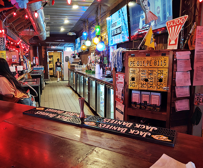 Even the bar area maintains that welcoming, no-nonsense vibe that makes everyone feel perfectly at home.