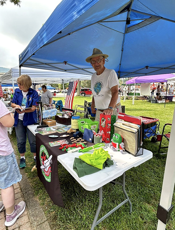 Local vendors gather under blue tents, creating a community marketplace that Amazon simply cannot replicate or replace.