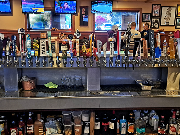 Beer taps standing at attention like soldiers ready to serve &ndash; a liquid lineup that offers something for every palate.
