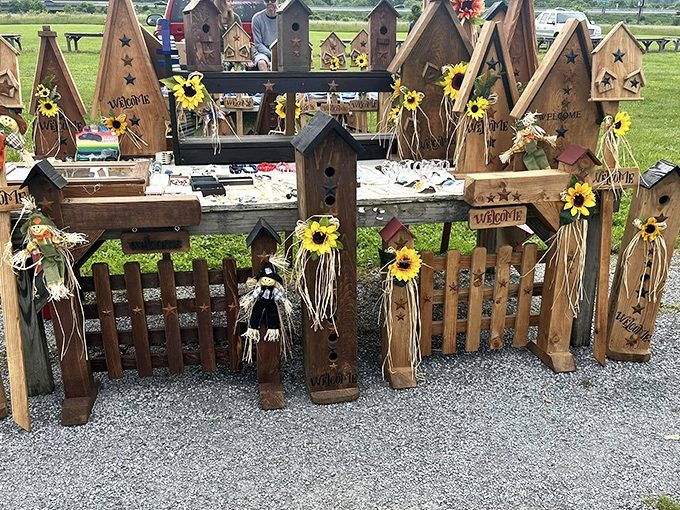 Home tweet home! Handcrafted birdhouses and garden decorations bring rustic Pennsylvania charm to any backyard sanctuary.
