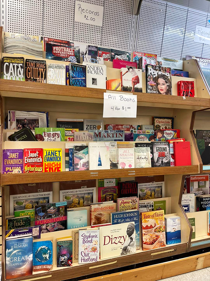 Four books for a dollar? That's cheaper than downloading the e-book version, and you get that irreplaceable old book smell for free!