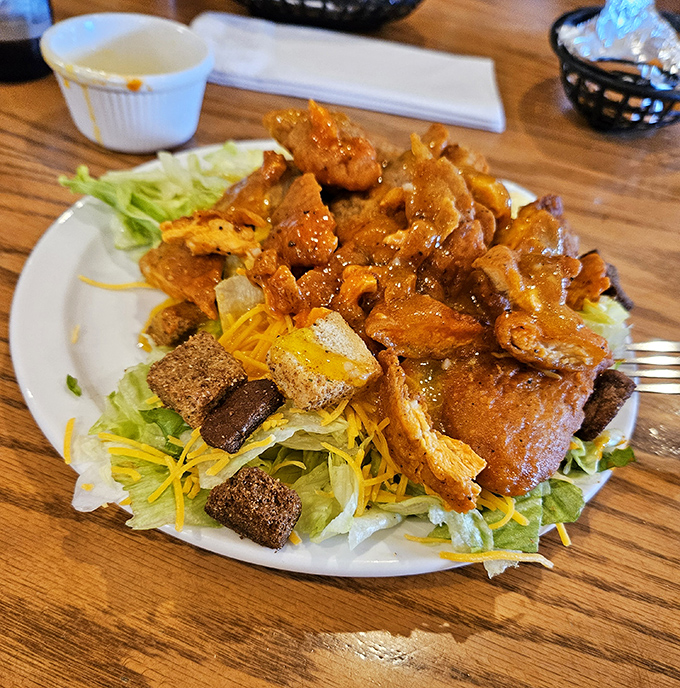 Buffalo chicken salad that makes eating greens feel like cheating. Who knew being "healthy" could taste this gloriously indulgent?