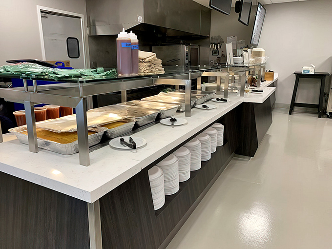Behind the scenes, the serving line stands ready for the lunch rush &ndash; a barbecue battlefield where hungry Philadelphians will soon claim their spoils.