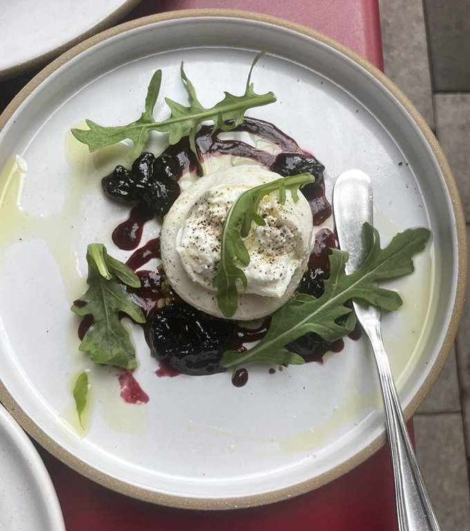 Burrata that's so creamy it should come with a warning label, nestled on a bed of seasonal accompaniments.