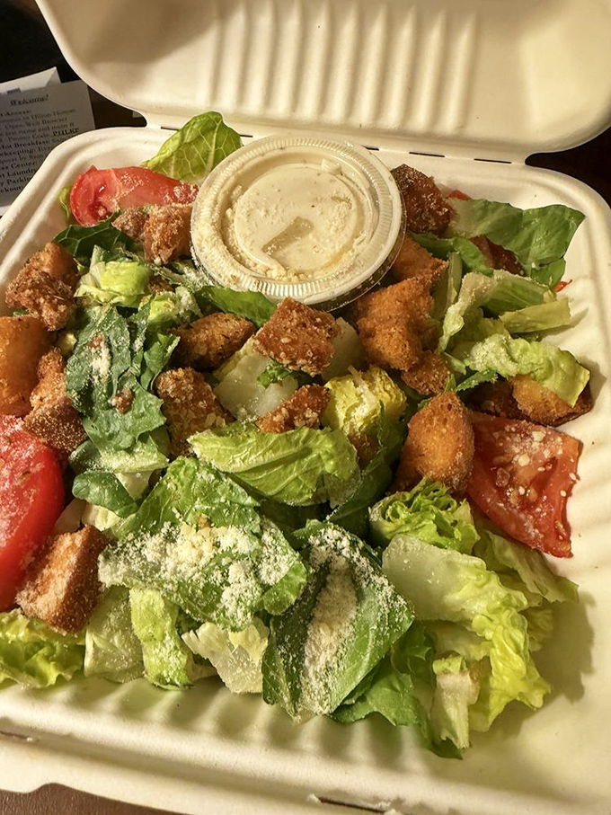 Caesar salad: the token vegetable portion of your meal. Crisp romaine, crunchy croutons, and creamy dressing&mdash;technically it counts as eating healthy.