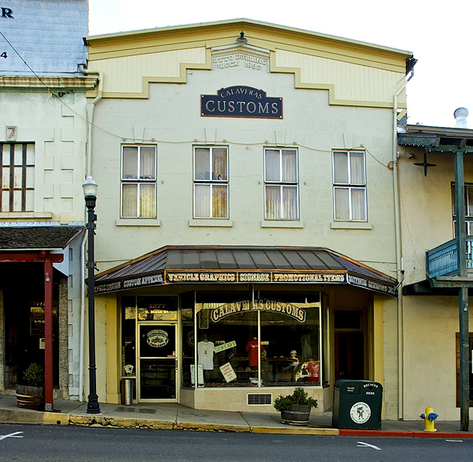 Calaveras Customs showcases the town's entrepreneurial spirit, where Gold Country traditions meet modern retail in a perfectly preserved storefront.