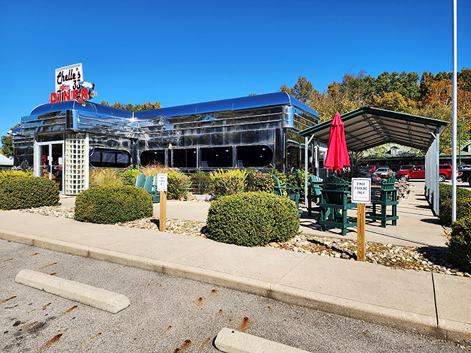 Chelle's Diner gleams in the sunshine like a chrome time machine to when calories didn't count and coffee refills were endless.