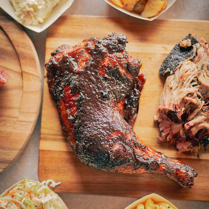 Chicken that's had a proper introduction to smoke and spice. That bark is the barbecue equivalent of a perfect suntan.