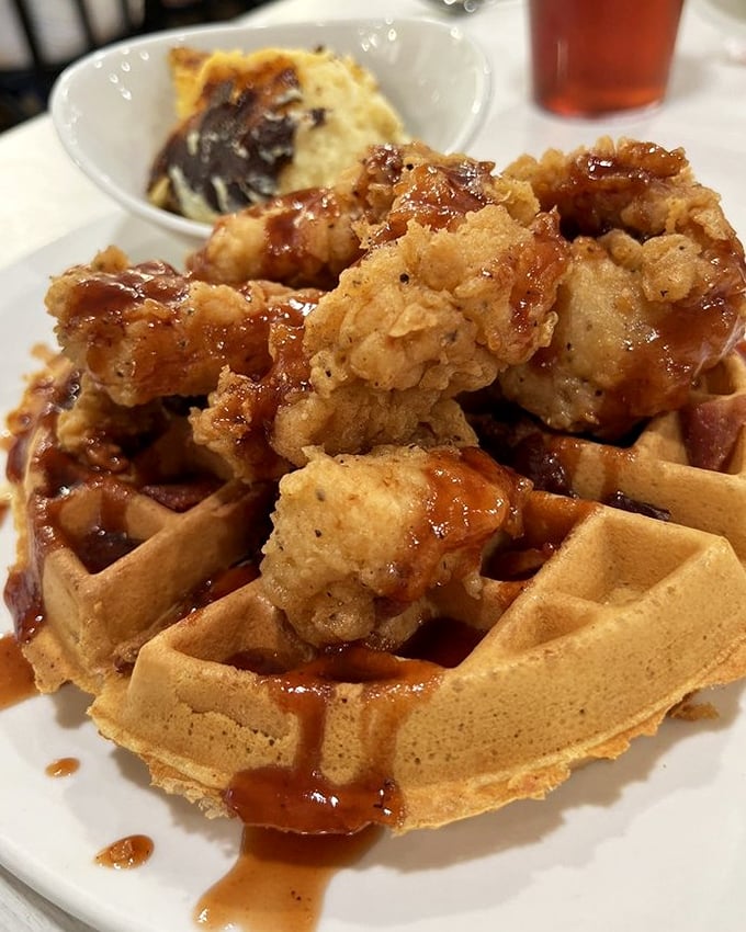 Chicken and waffles &ndash; the ultimate sweet-savory romance. That golden chicken perched atop a perfect waffle is a match made in comfort food heaven.