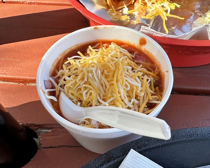 A bowl of chili that looks like it could warm souls and solve problems simultaneously.