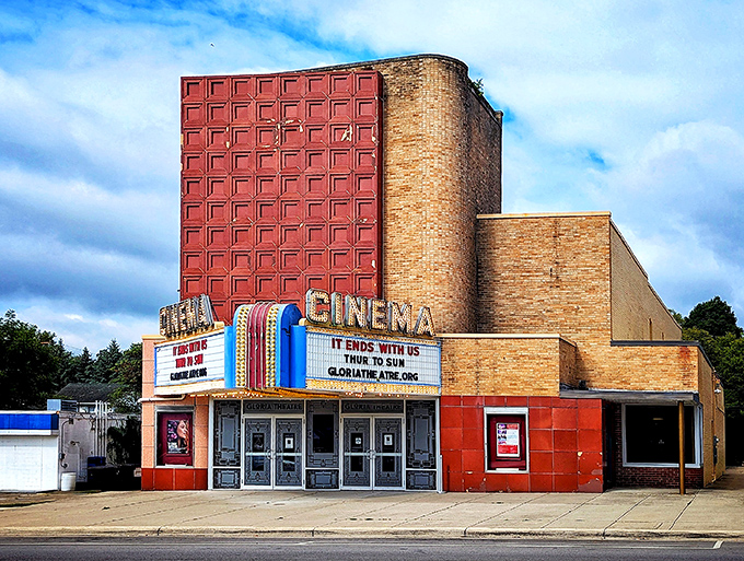 The Gloria Theatre's vintage marquee promises entertainment without the need for second mortgages on concession stand visits. Classic moviegoing as it should be.