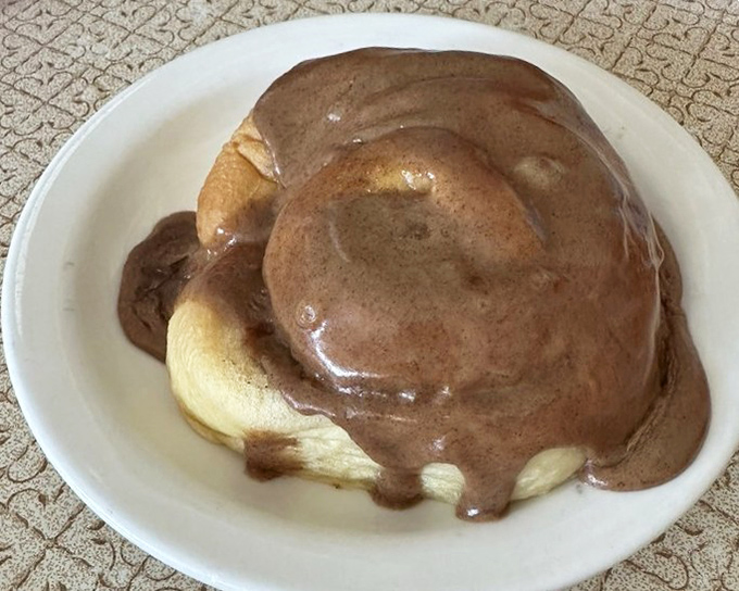 This cinnamon roll isn't just drowning in chocolate&mdash;it's enjoying a luxurious spa treatment of the sweetest kind.