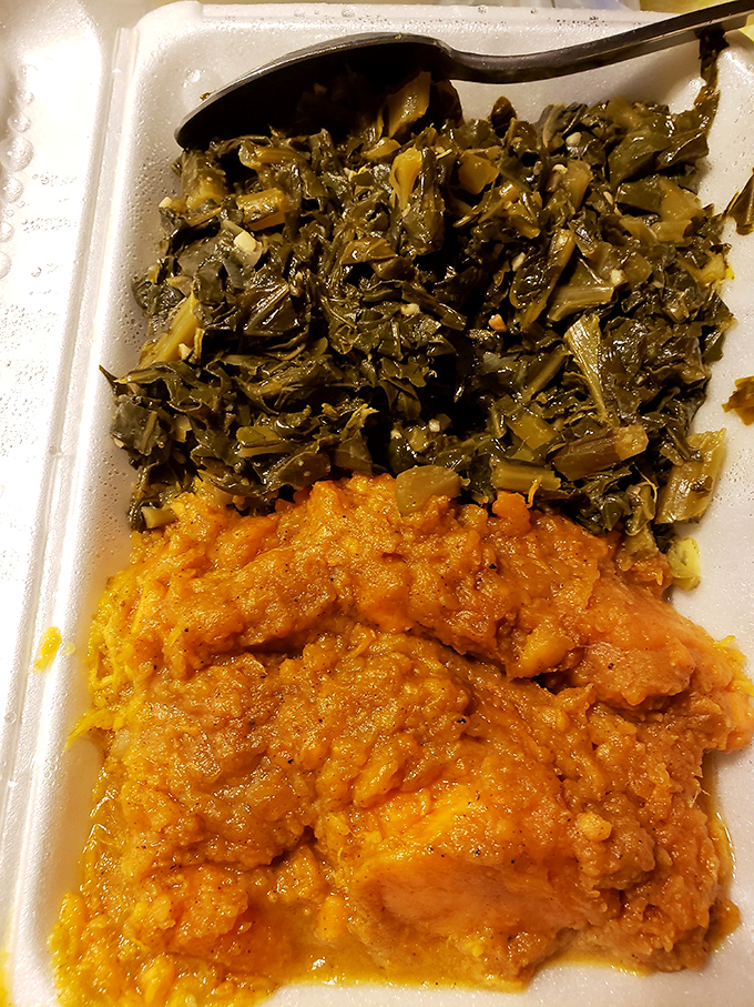 Traditional collar greens and yam showcase the soul-warming comfort foods that built Caribbean culinary traditions.
