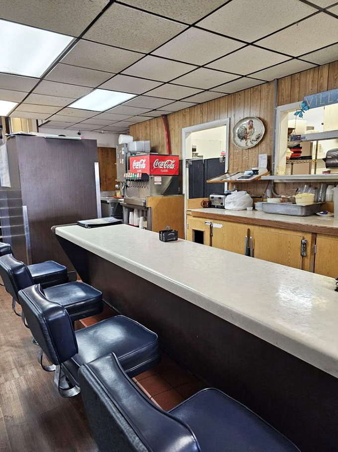The counter view reveals the soul of this diner&mdash;clean, functional, and ready to serve up comfort with a side of nostalgia.