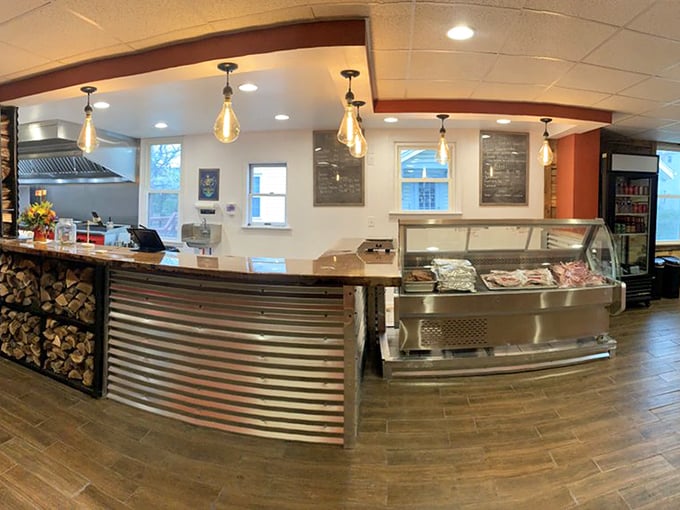 The modern meets rustic aesthetic isn't just for show &ndash; it's the perfect backdrop for the serious business of serving exceptional barbecue. 