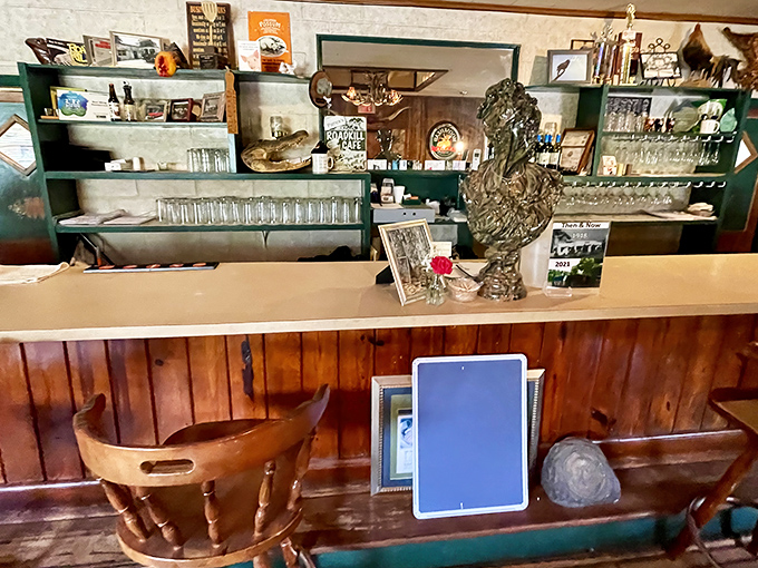 The bar counter tells stories of countless elbows, countless drinks, and countless "you've got to try this" conversations through the years.