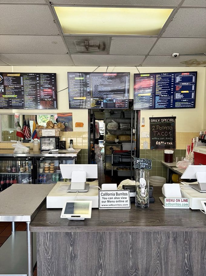Where burrito dreams come true. The ordering counter might not look fancy, but it's the gateway to some of San Diego's most satisfying meals.