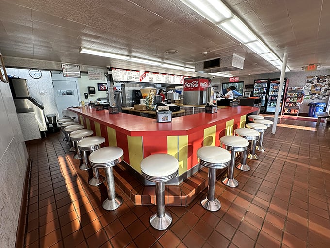 The counter seating&mdash;where solo diners become regulars and regulars become family. Those stools have heard decades of local gossip.