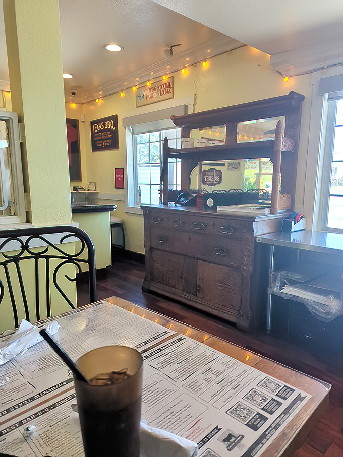 Vintage furniture meets modern dining—Joey's interior feels like your coolest relative's house, if that relative happened to make life-changing barbecue.