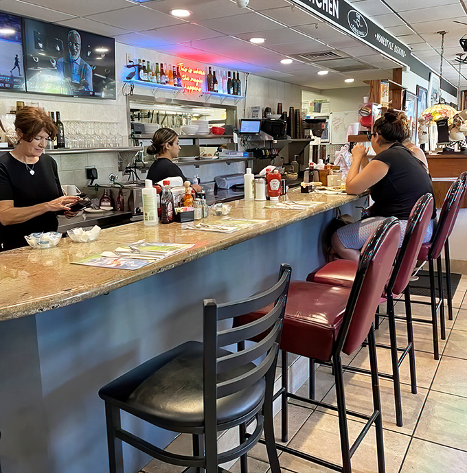 Where breakfast dreams come true&mdash;the counter where regulars perch like birds on a wire, watching kitchen magic unfold.